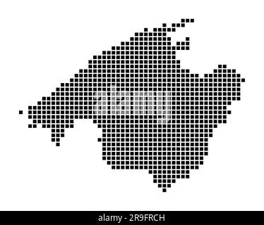 Majorca dotted map. Digital style shape of Majorca. Tech icon of the ...
