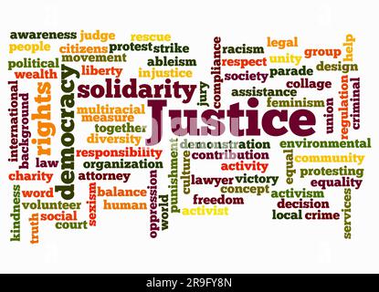 Word Cloud with JUSTICE concept create with text only Stock Photo - Alamy