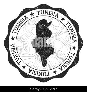 Tunisia round stamp. Round logo with country map and title. Stylish ...