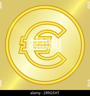 3D gold euro symbol Golden coin icon Money design Currency sign in gold ...