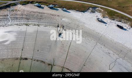 Aerial view of Scarinish Harbour, Tiree, Inner Hebrides, Scotland, UK ...
