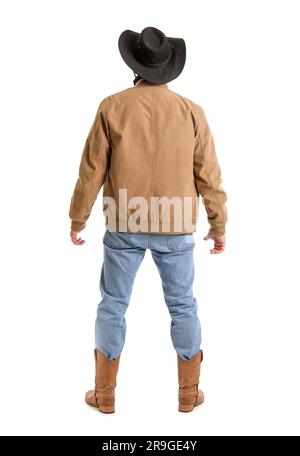 Mature cowboy on white background Stock Photo - Alamy