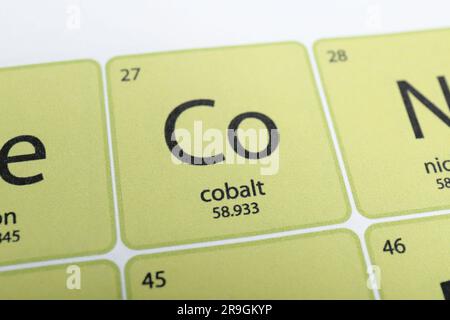 Cobalt chemical element periodic table science symbol Stock Photo - Alamy