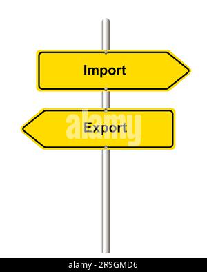 Import Export arrow shaped road sign on white background Stock Photo ...