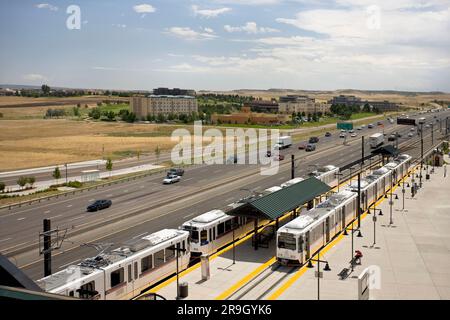 Light Rail trains near Denver CO Stock Photo - Alamy