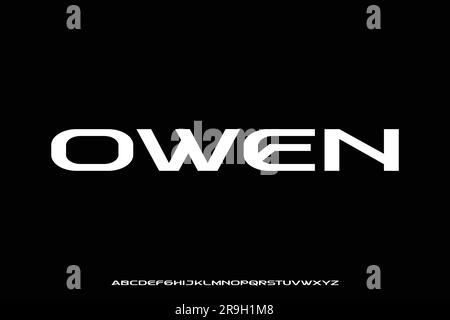 Modern elegant sans serif expanded style alphabet display font vector illustration Stock Vector ...