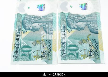 Reverse side of the new Egyptian 20 EGP LE twenty polymer pounds cash ...