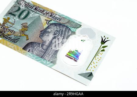 Reverse side of the new Egyptian 20 EGP LE twenty polymer pounds cash ...