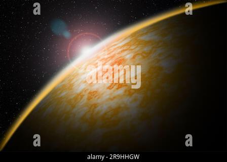 Unknown planet from outer space and star. Outer space background Stock ...