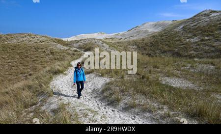 Walking on the Dünenweg just outside Wittdün on the Island of Amrum ...