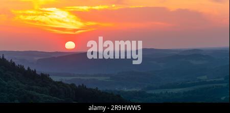 Sunset over the land of extinct volcanoes in Poland Stock Photo - Alamy