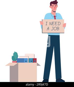 Dismissed man looking for work. Job loss, unemployment because of the ...