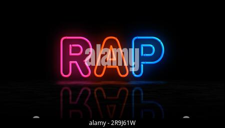 Rap music neon symbol. Rap battle and hip hop retro style light color ...