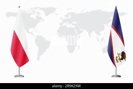 Poland and Samoa flags for official meeting against background of world ...