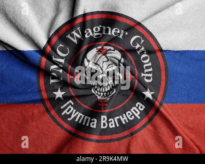 Wagner Group Soldier. Soldier with flag Wagner Private Military Company ...
