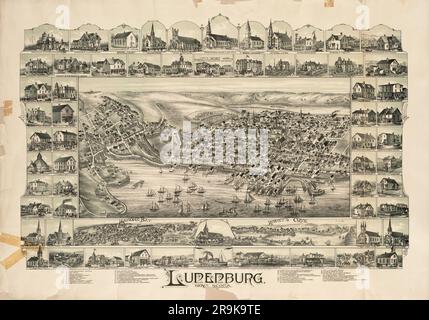 Bird's eye view panoramic map of the city of Seattle, Washington, USA ...