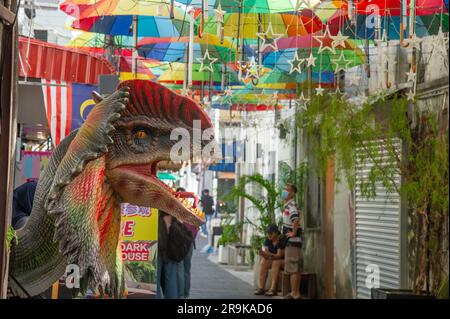 February 25 2023- George Town -Penang-Malaysia-Many tourists visit the Old Town for the murals ...