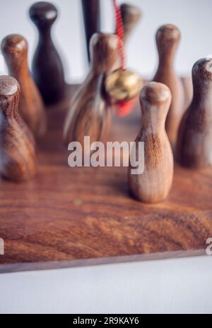 Mini bar skittles game in action Stock Photo - Alamy