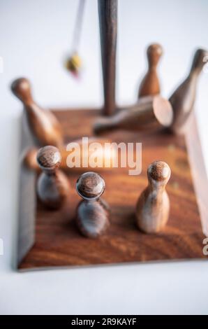 Mini bar skittles game in action Stock Photo - Alamy