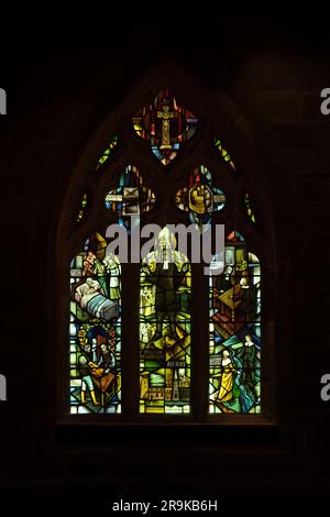 Eyam Church in Derbyshire, England, captured in a historical photograph ...