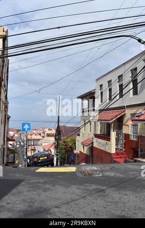 St. George, Grenada- August 23, 2022 - Buildings along Market Hill, a ...
