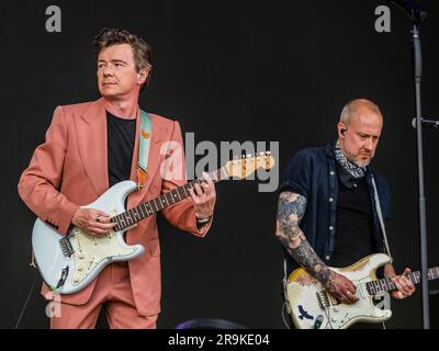 Rick Astley plays the Pyramid Stage - Saturday at the 2023 Glastonbury ...
