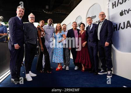 The cast of Hijack pose for a group picture at the premiere, in London ...