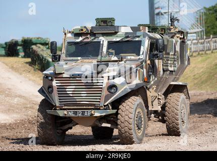 a British army Foxhound light protection patrol vehicle concealed and ...