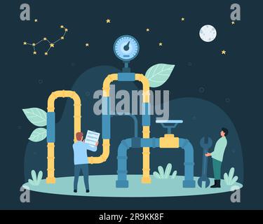 Natural liquefied gas pipeline inspection vector illustration. Cartoon ...