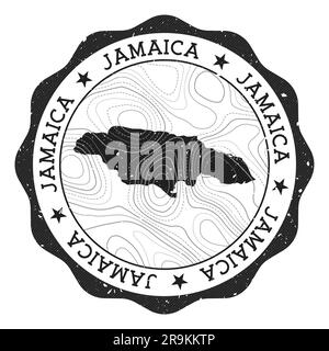 Florida outdoor stamp. Round sticker with map of US state with ...