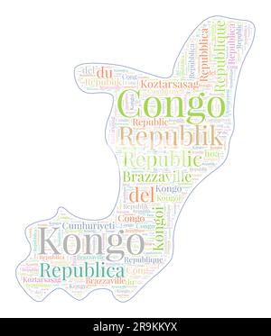 Congo country shape word cloud. Typography style country illustration ...