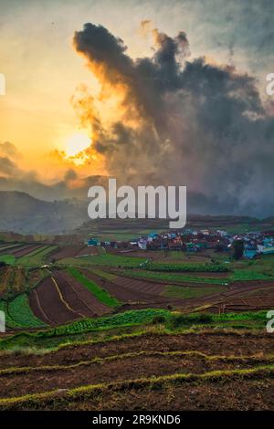 Aerial view of Poombarai village Stock Photo - Alamy