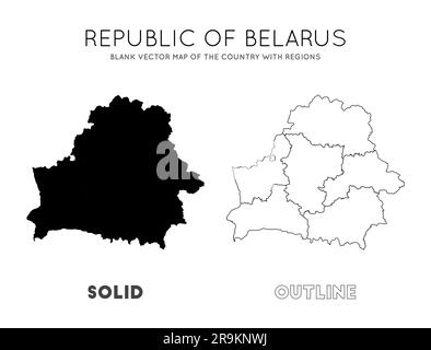 Vector blank map of Belarus with regions or oblasts and administrative ...