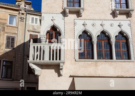 Venetian house. Venetian Gothic architecture, mid 15th century, triple ...