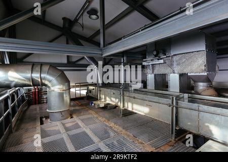 Industrial grain drying machine. Pipeline and separator Stock Photo - Alamy