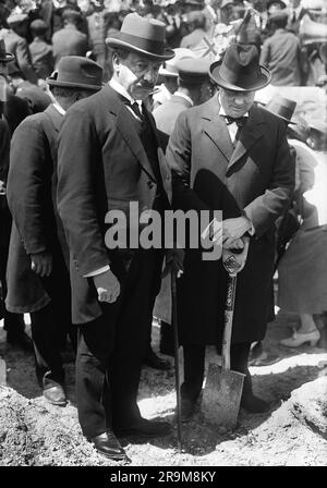 Winston Churchill with Sir Herbert Samuel at a tree planting ceremony ...