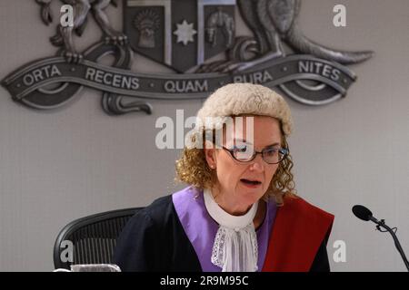 Sydney, Australia. 28th June, 2023. Judge Sarah Huggett delivers a ...