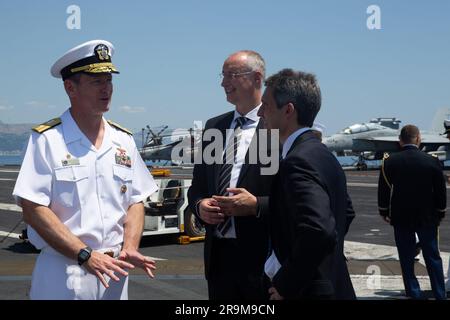U.S. Navy Rear Adm. Mark Montgomery, the commander of Battle Force U.S ...