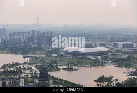 Chengdu. 27th June, 2023. This aerial photo taken on June 27, 2023 ...