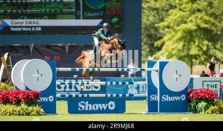 Conor Swail of Team Ireland competes in the FEI Nations Cup on June 6 ...