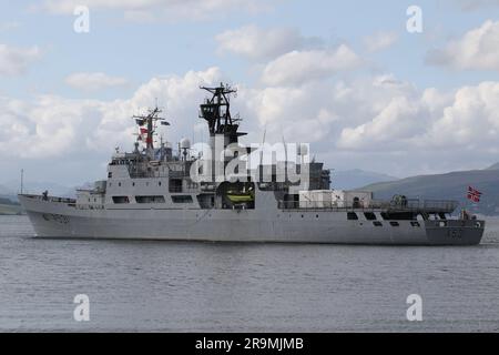 The Norwegian Navy Mine Warfare Vessel, HNoMS Otra (M351) departing ...