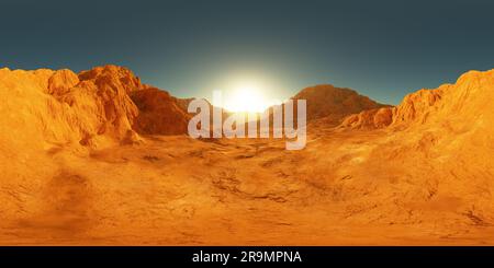 360° view of 360 degree Martian landscape panorama, Mars sunset ...