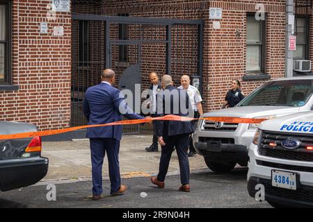 Bronx, USA. 27th June, 2023. Police officers and crime scene detectives ...