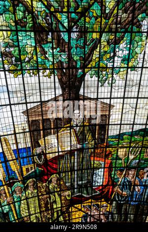 The stained glass window room of Casa de Juntas de Gernika, Gernika ...