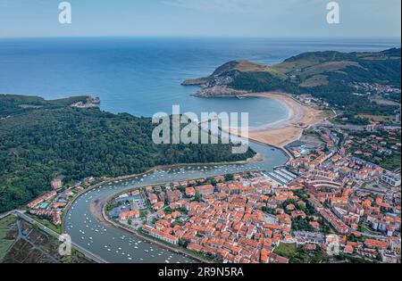 Plentzia Ria, Plentzia village and Plentzia bay, Basque country, spain ...