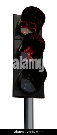 Modern traffic light with timer and pedestrian signals isolated on ...