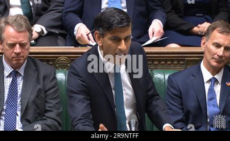 Prime Minister Rishi Sunak speaks during Prime Minister's Questions in ...