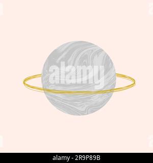 Vector illustration with Saturn with marble texture. Trendy Cosmic ...