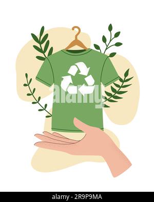 Hand holding hanger. Eco friendly. Hand drawn vector illustration Stock ...