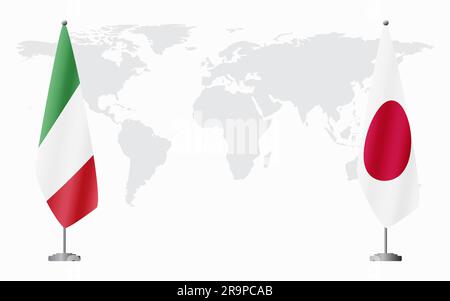 Japan and Italy flags for official meeting against background of world ...